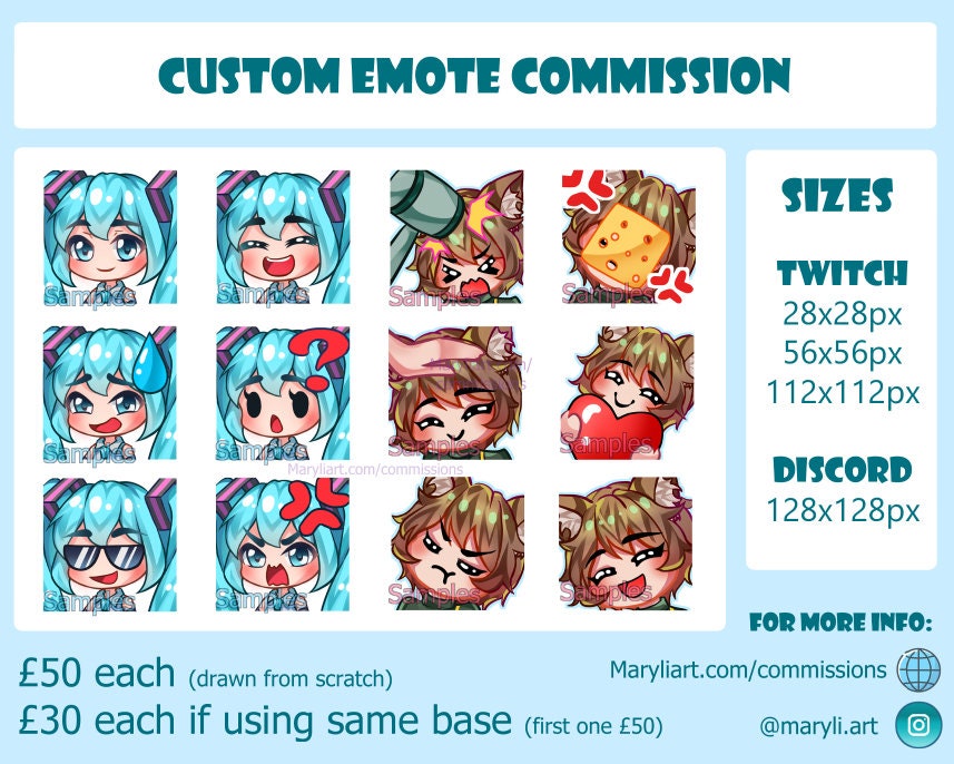 Custom Emote Commission Twitch Emotes Discord Emotes Streaming
