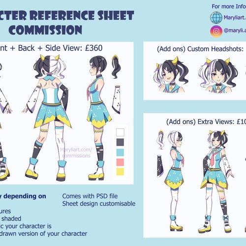 Custom Character Design Reference Sheet Commission - Etsy