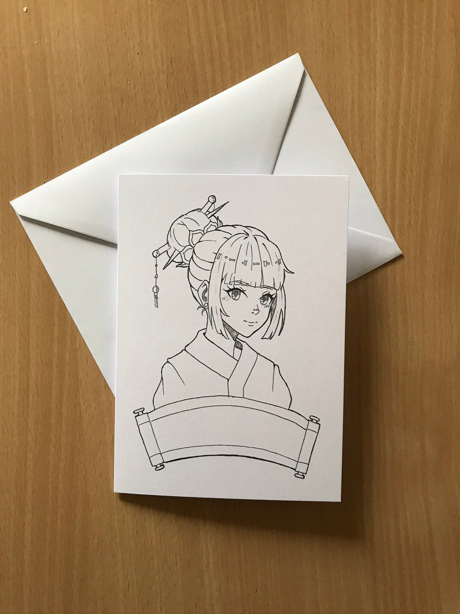 Greeting Card/ Custom Card/ Blank Card/ Anime Print Cute Girl No.2 ...