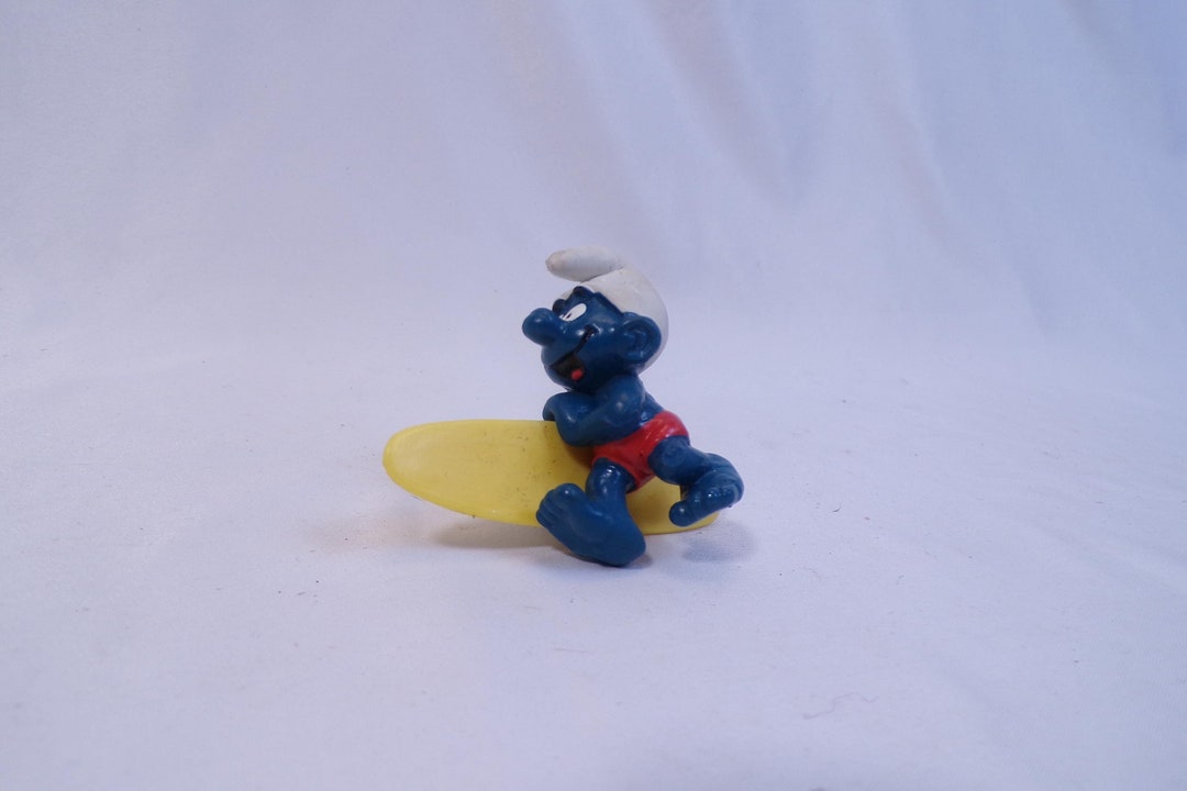 1981 PVC Smurf Figure - Surfer Smurf With His Surfboard (schleich/peyo ...