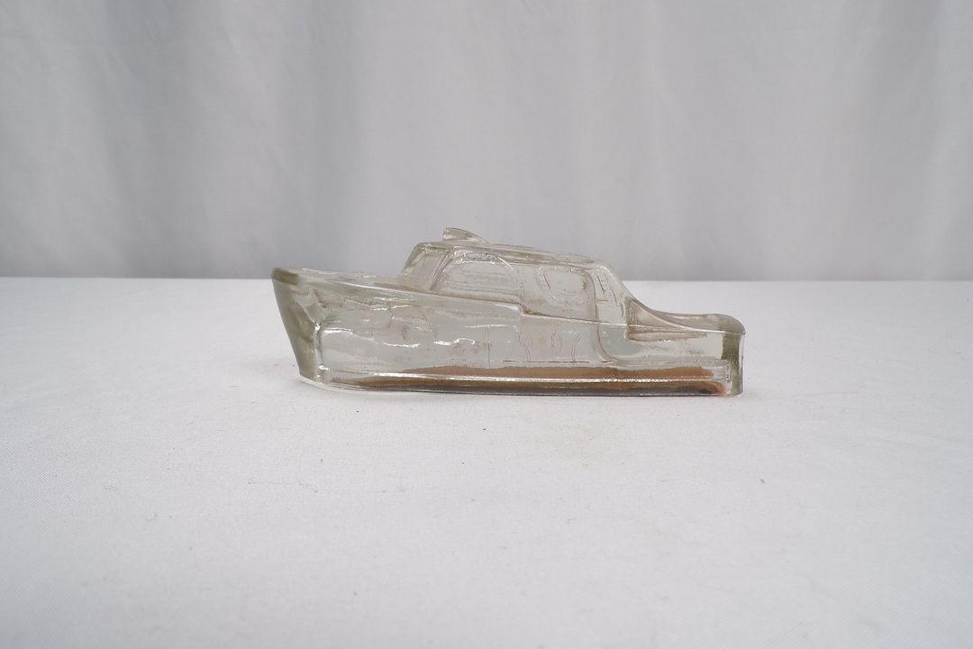 Vintage Clear Glass Speed Boat Shaped Candy Container - Etsy