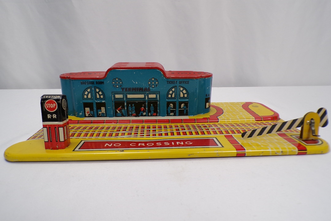 Marx Toys Tin Union Station Model Train Station (blue and Yellow) - Etsy