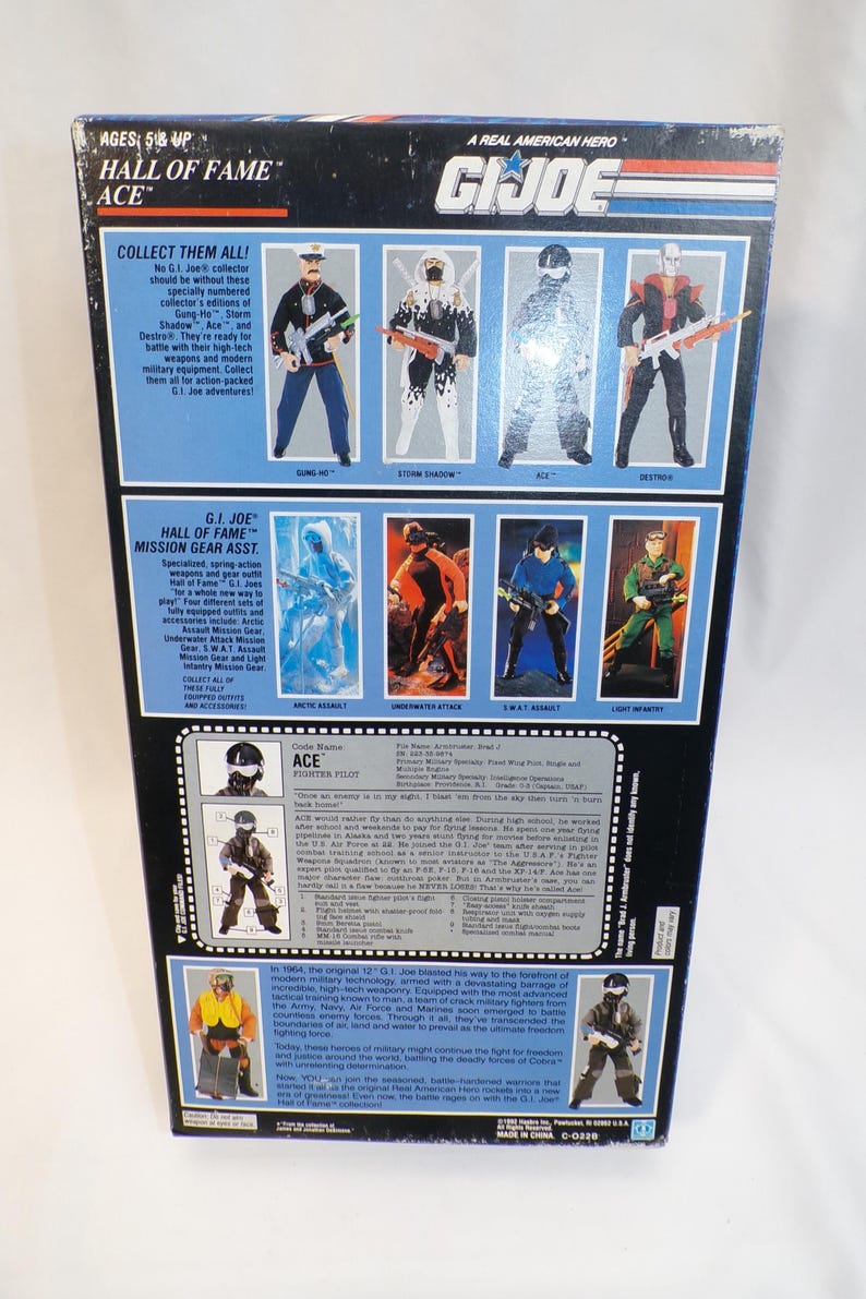 1992 Hasbro Toy - G.I. JOE Hall of Fame "ace" Action Figure - Etsy