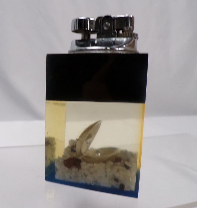 Lucite Table Lighter With Clam Shell and Pearl in the Center - Etsy