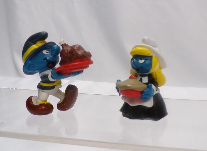1982 Thanksgiving Smurf and Smurfette PVC Figures - Etsy
