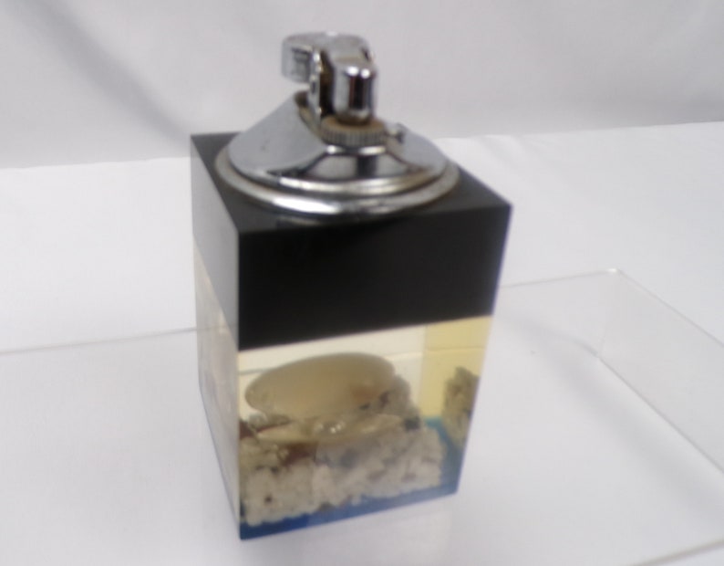 Lucite Table Lighter With Clam Shell and Pearl in the Center - Etsy