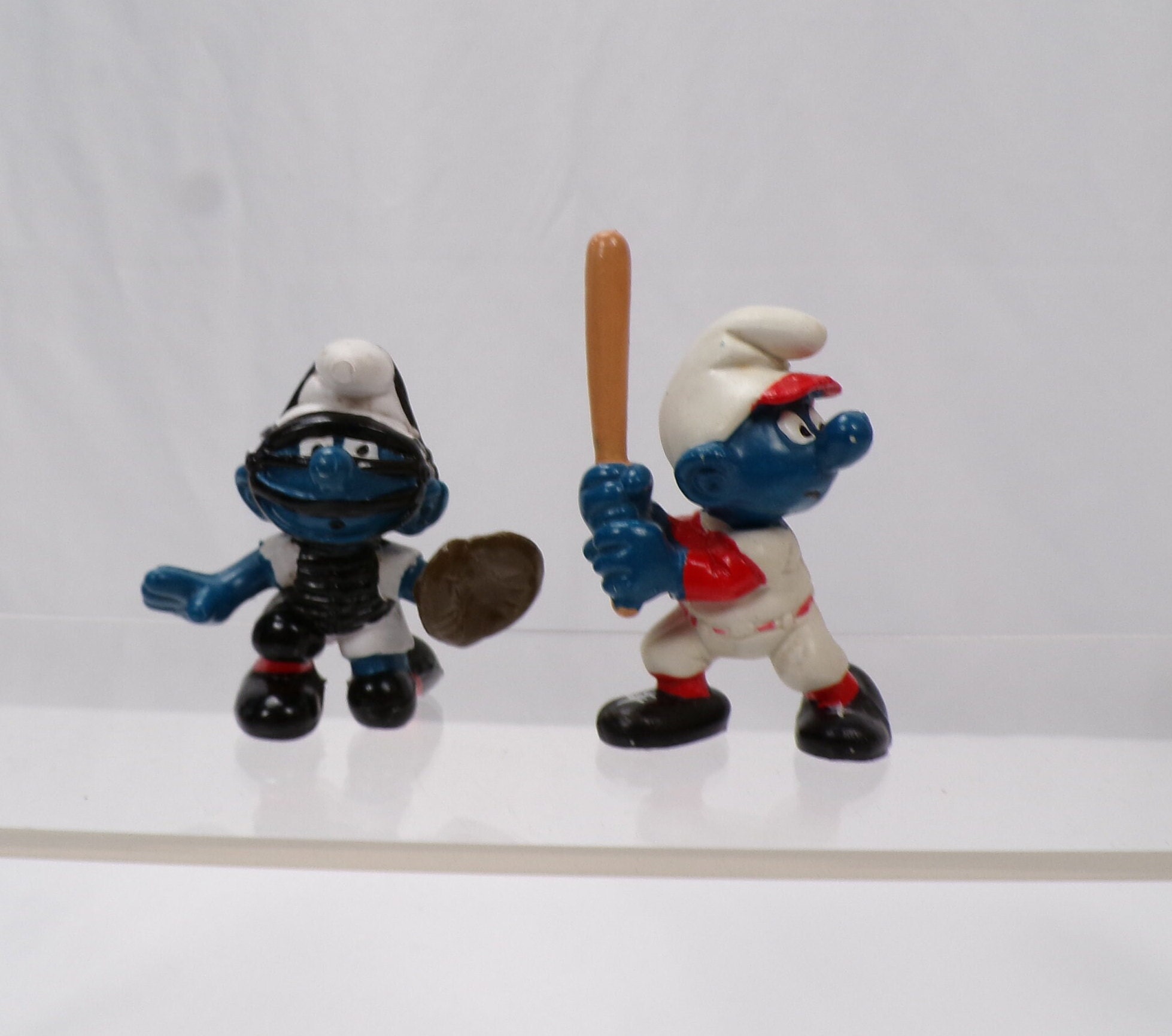 1980s Baseball Themed Smurfs Catcher and Hitter PVC Figures (hong Kong ...