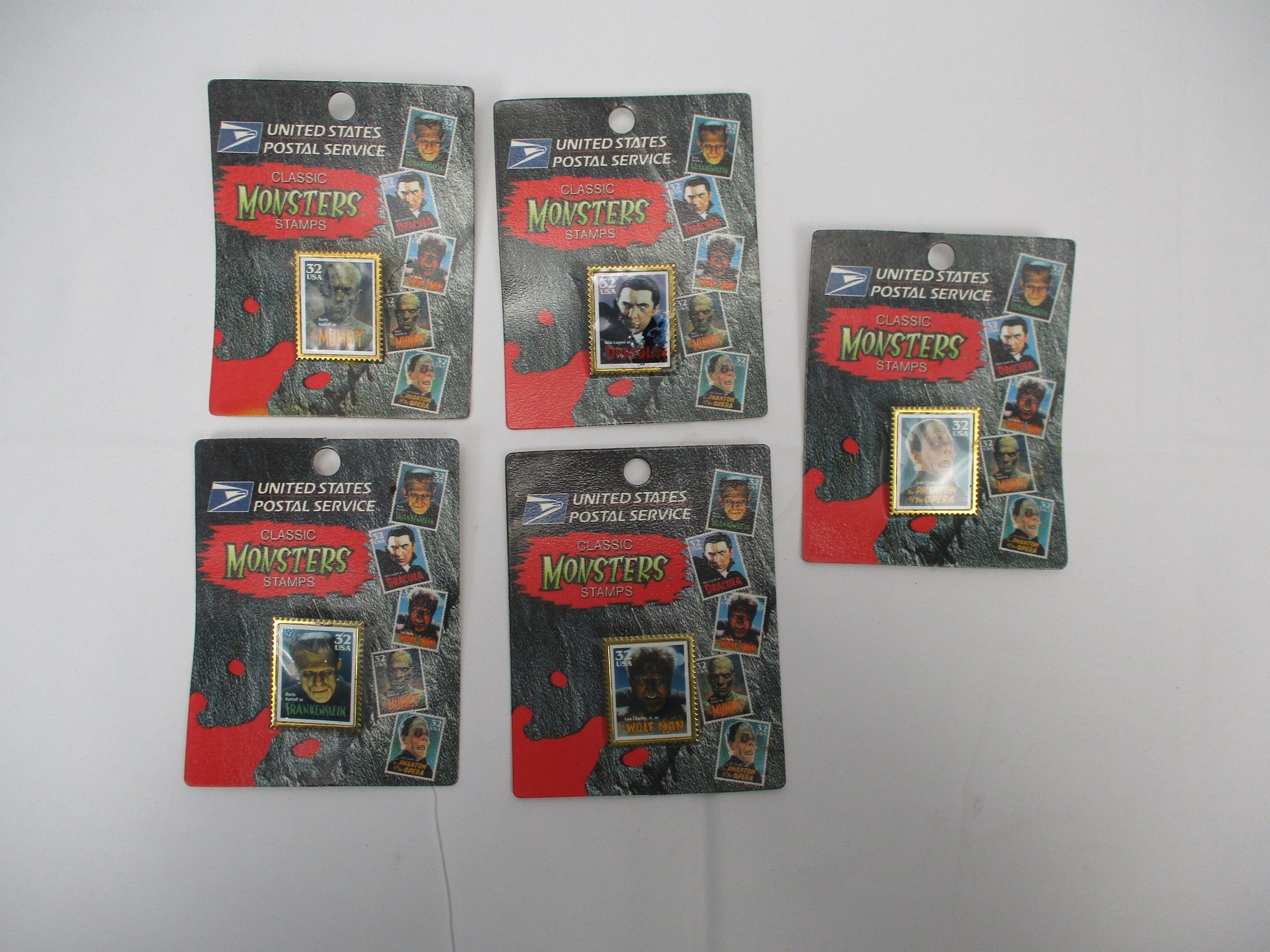 1997 USPS Classic Monsters Stamp Pins: Mummy, Frankenstein, Wolf Man - Etsy