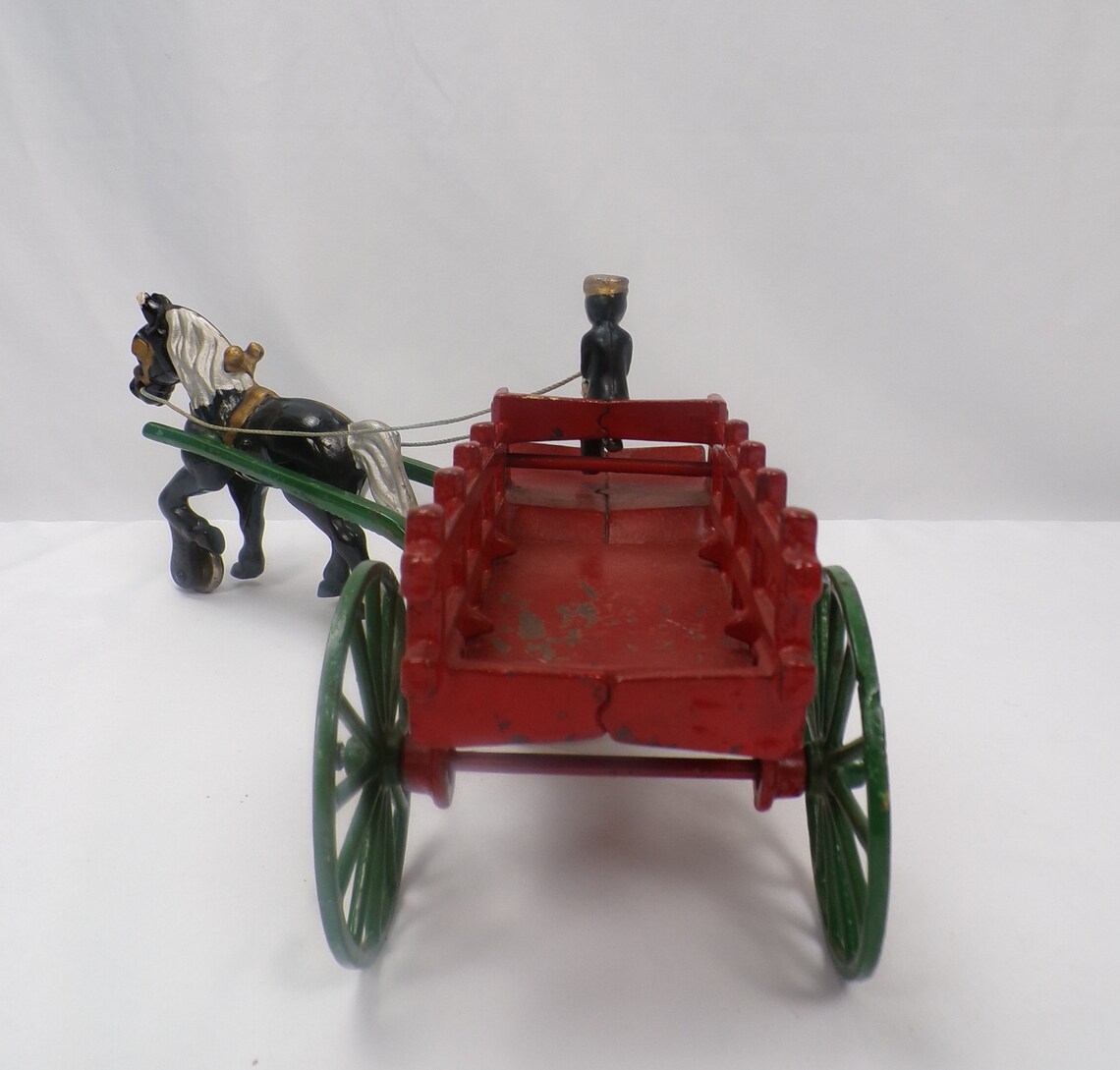 Kenton Toys Cast Iron Red and Green Horse Drawn Wagon - Etsy