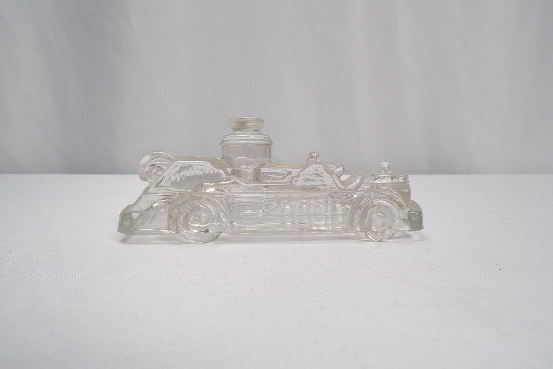 Vintage Clear Glass Firetruck Candy Container - Victory Glass Jeannette ...