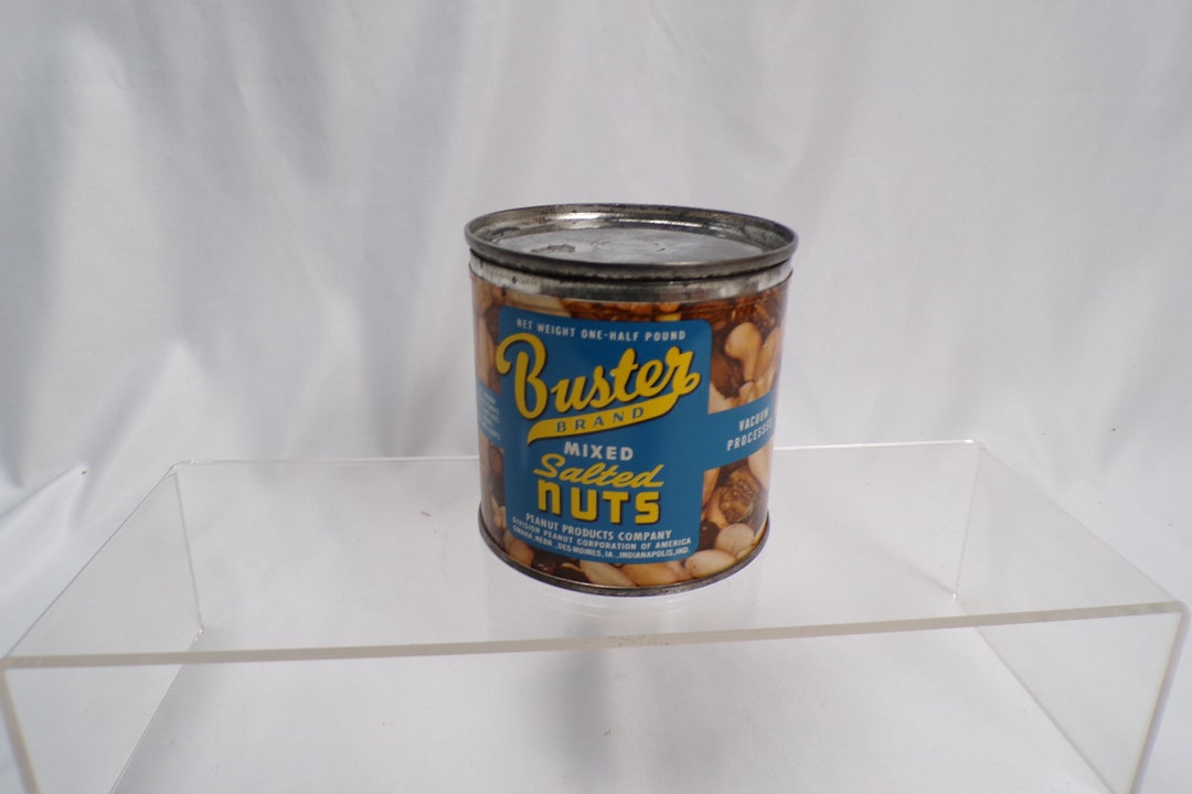 Vintage Buster Brand Mixed Salted Nuts Container (1960s) - Etsy
