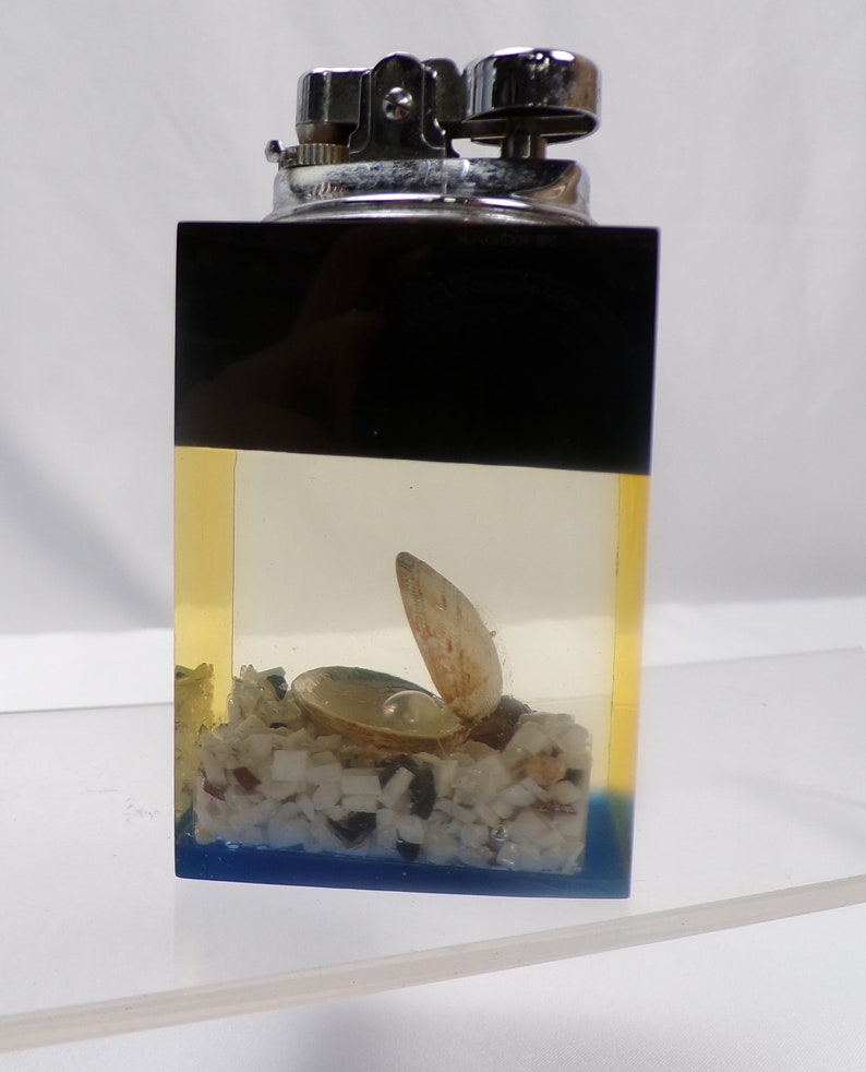 Lucite Table Lighter With Clam Shell and Pearl in the Center - Etsy