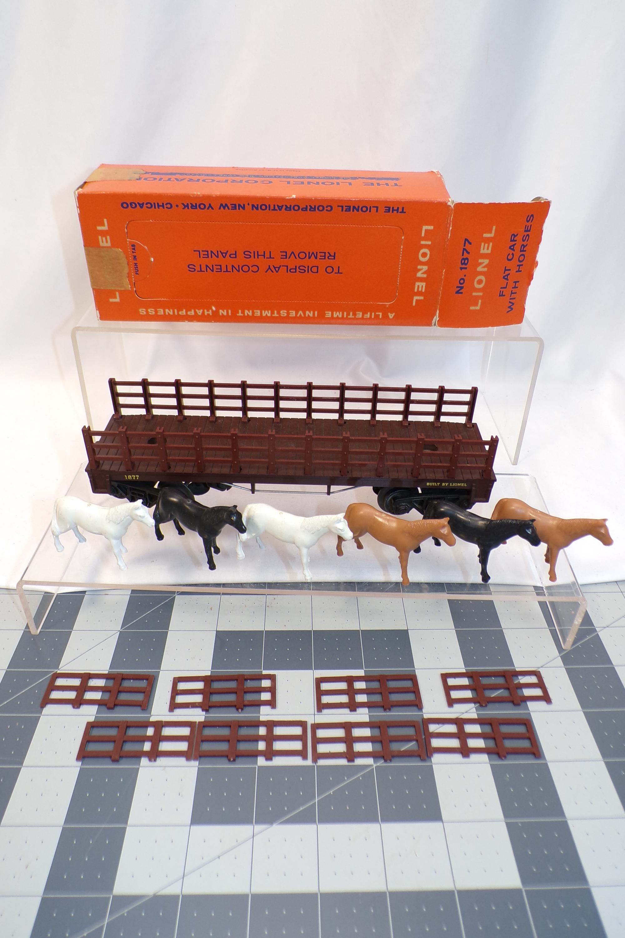 Lionel Postwar No. 1877 Flat Car With Fence and Horses (box Included ...