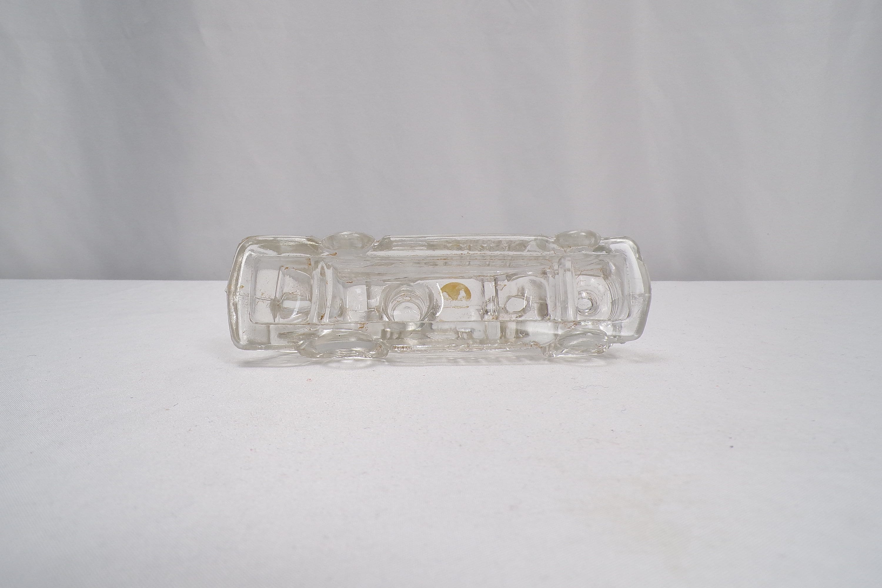 Vintage Clear Glass Firetruck Candy Container - Victory Glass Jeannette ...