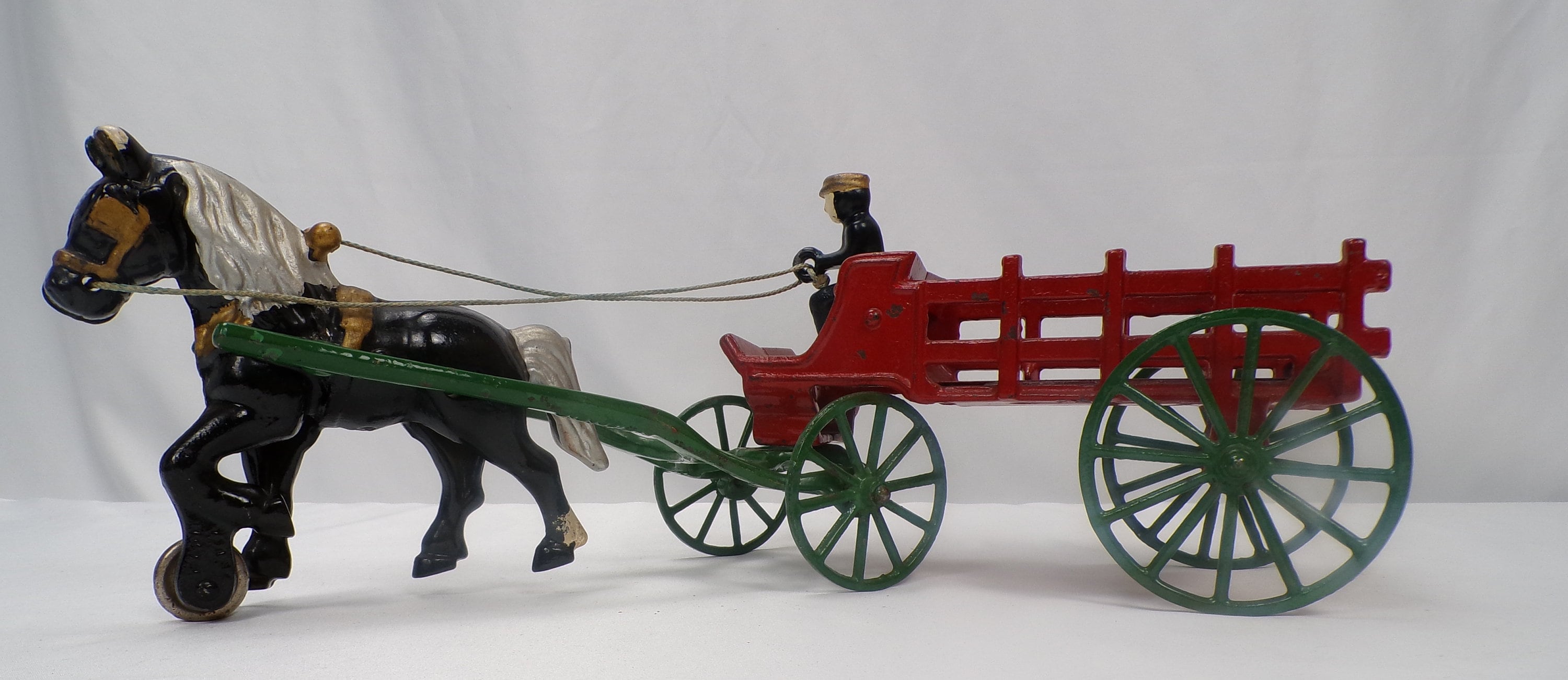 Kenton Toys Cast Iron Red and Green Horse Drawn Wagon - Etsy