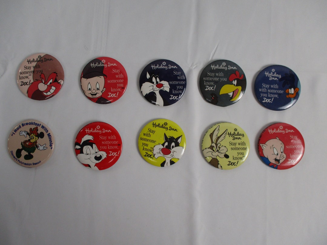 Nine Warner Brother's Holiday Inn Button Pins and One Minnie Disney's ...