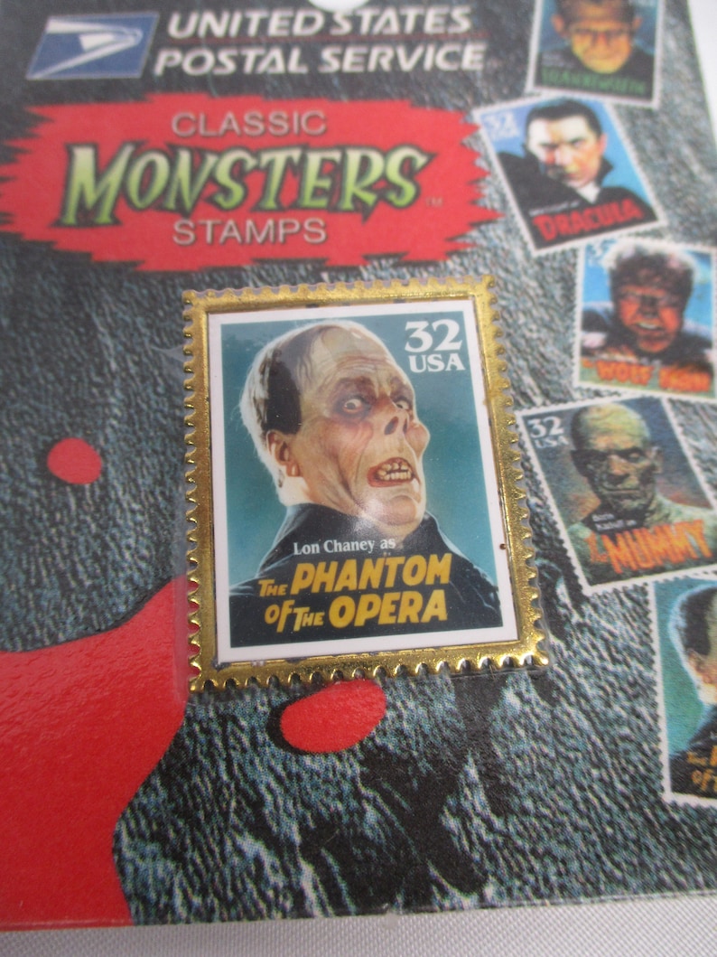 1997 USPS Classic Monsters Stamp Pins: Mummy, Frankenstein, Wolf Man - Etsy