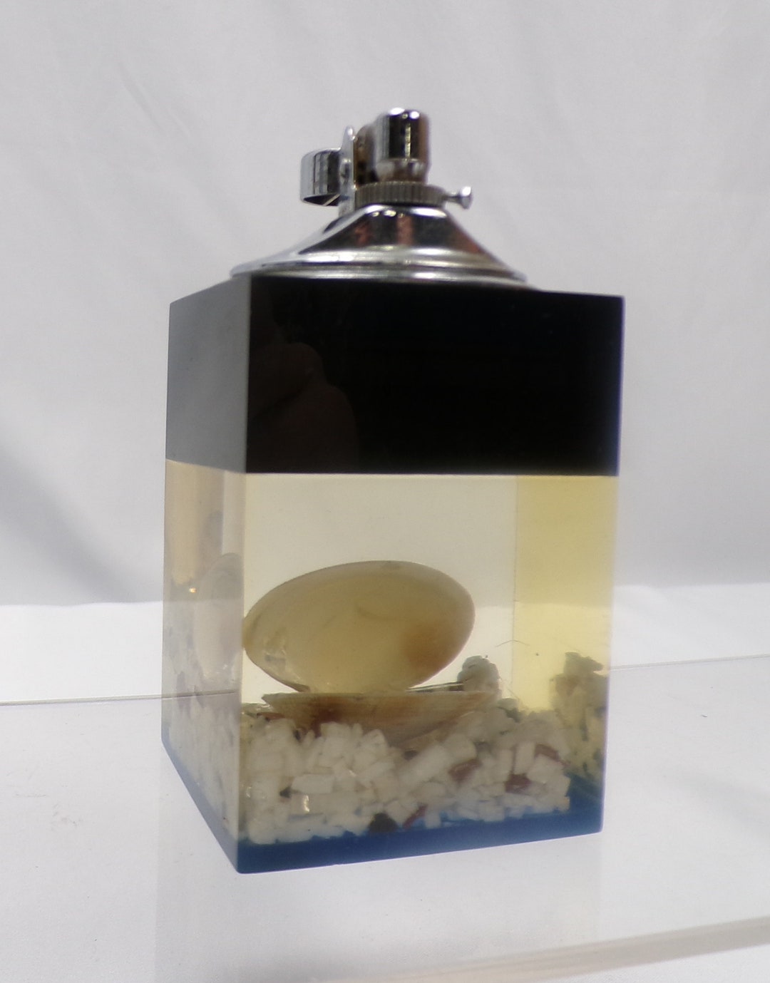 Lucite Table Lighter With Clam Shell and Pearl in the Center - Etsy