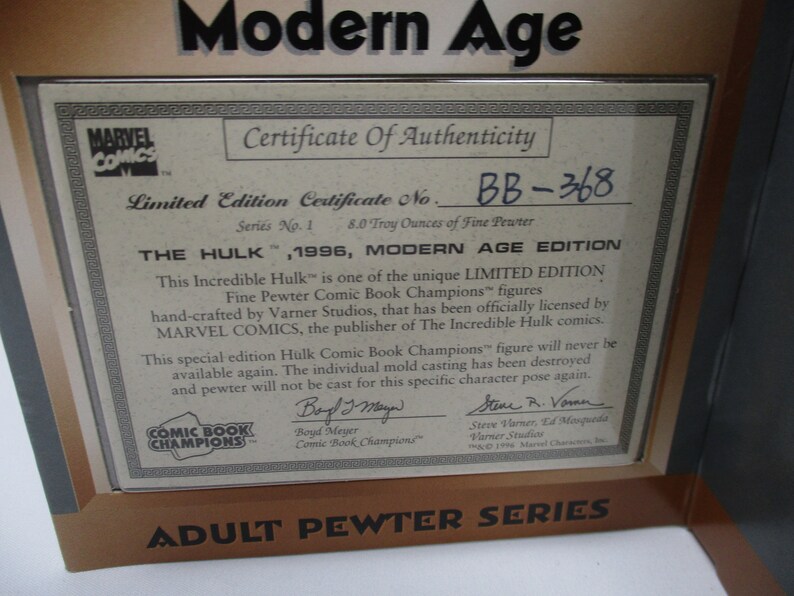 1996 Varner Studios - Marvel Comics Series #1 Comic Book Champions Fine ...