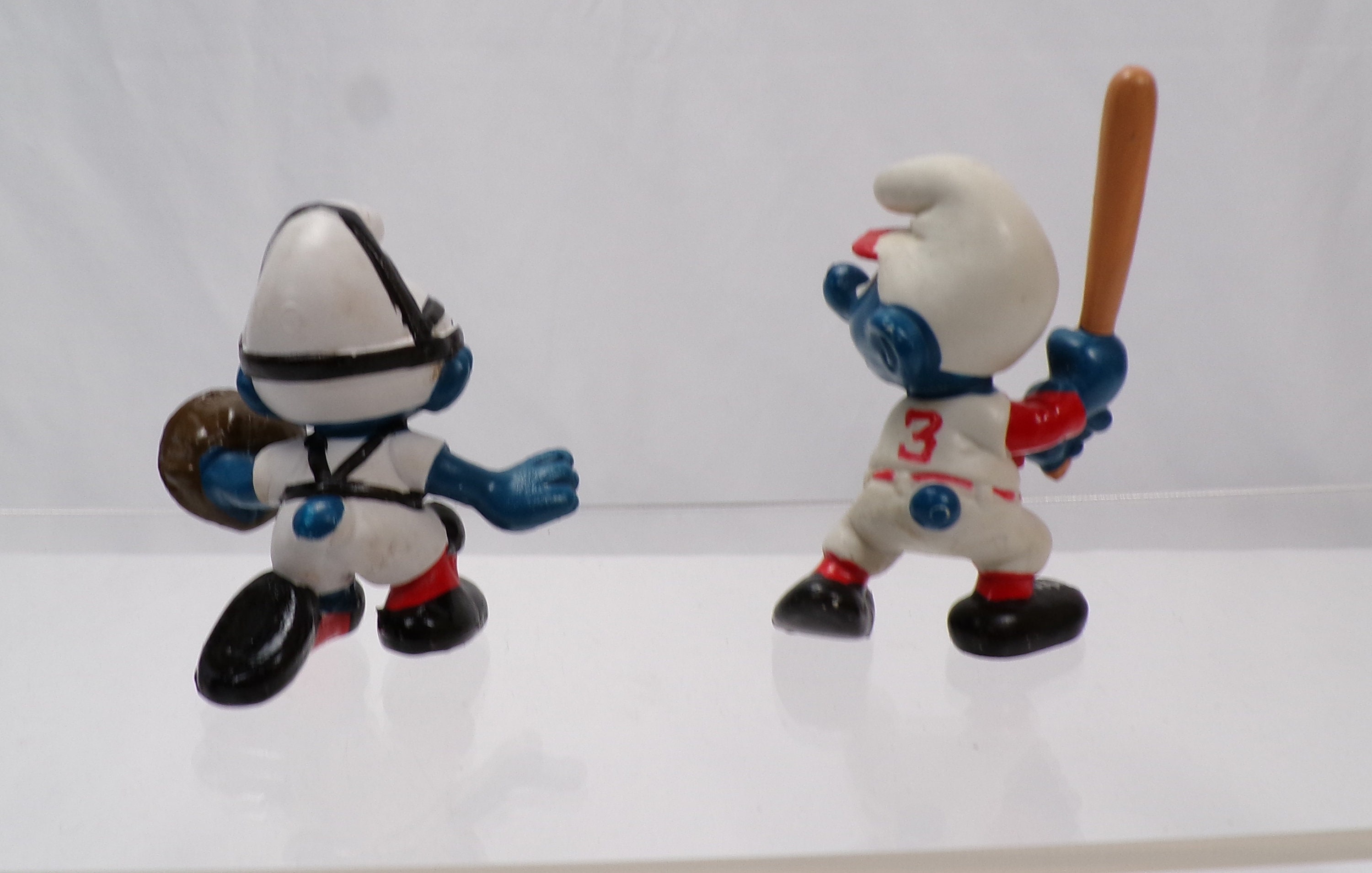 1980s Baseball Themed Smurfs Catcher and Hitter PVC Figures (hong Kong ...