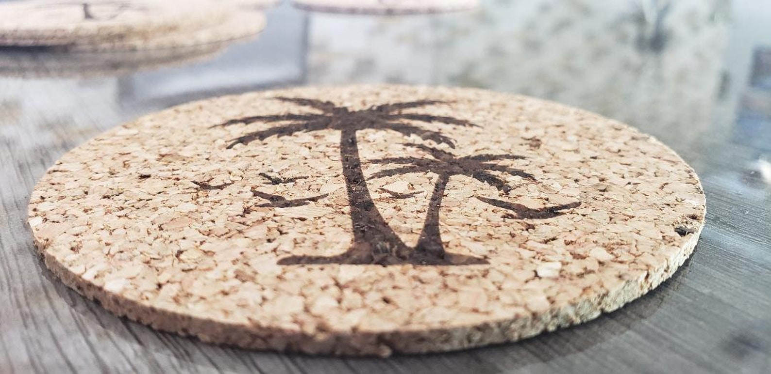 8 PC SET Palm Tree Coaster Laser Engraved Cork Drink Coasters - Etsy