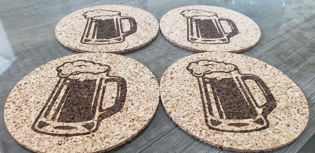 8 PC SET Beer Time Laser Engraved Cork Drink Coasters - Etsy