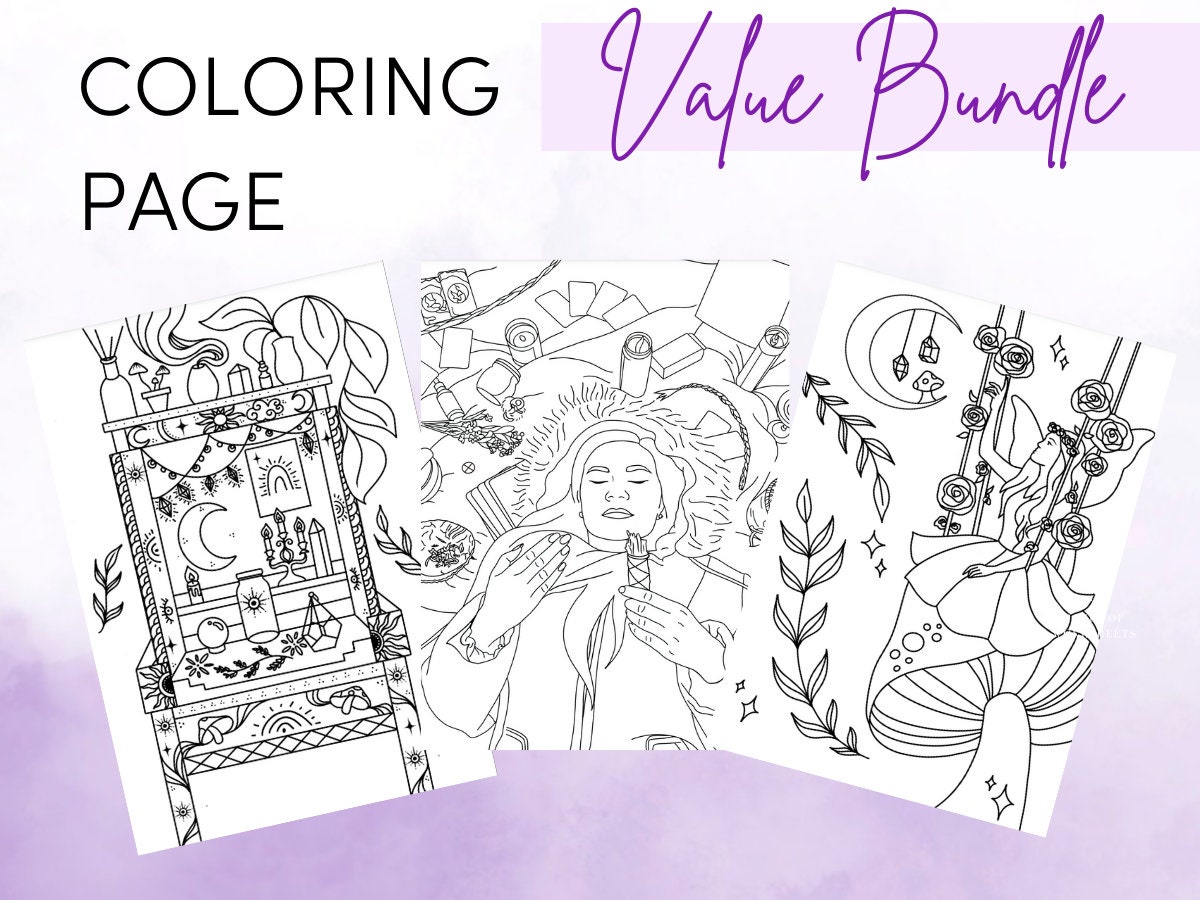 Colouring Page Bundle | Magical Coloring Page | Spiritual Coloring Page ...