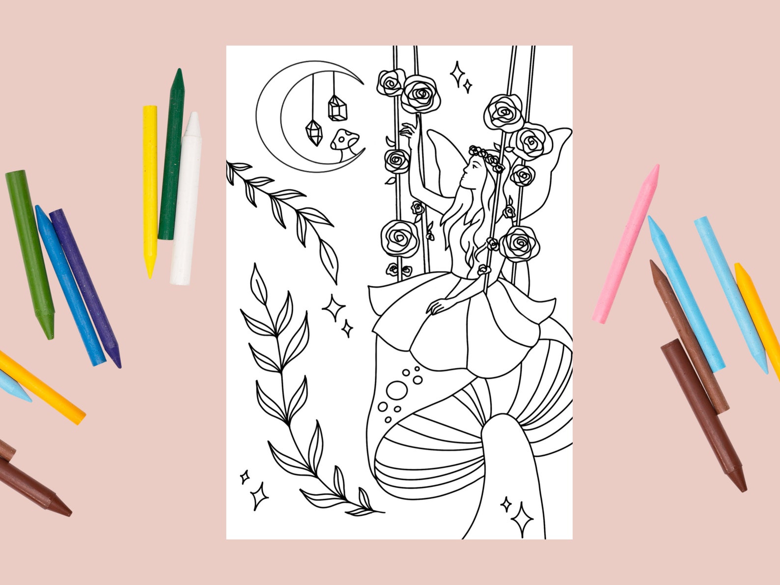 Magic Mushroom Fairy Printable Colouring Page | Magical Coloring Page ...