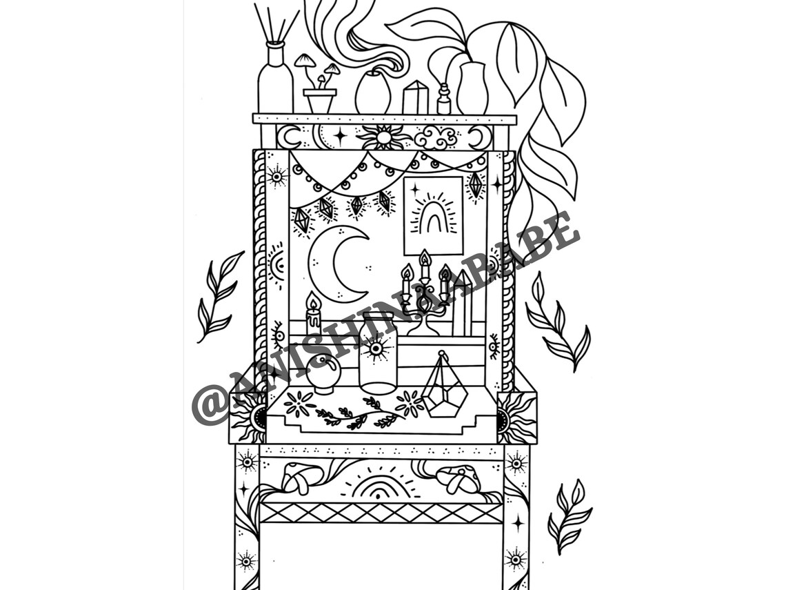Spiritual Altar Printable Colouring Page All Ages Coloring Adult ...