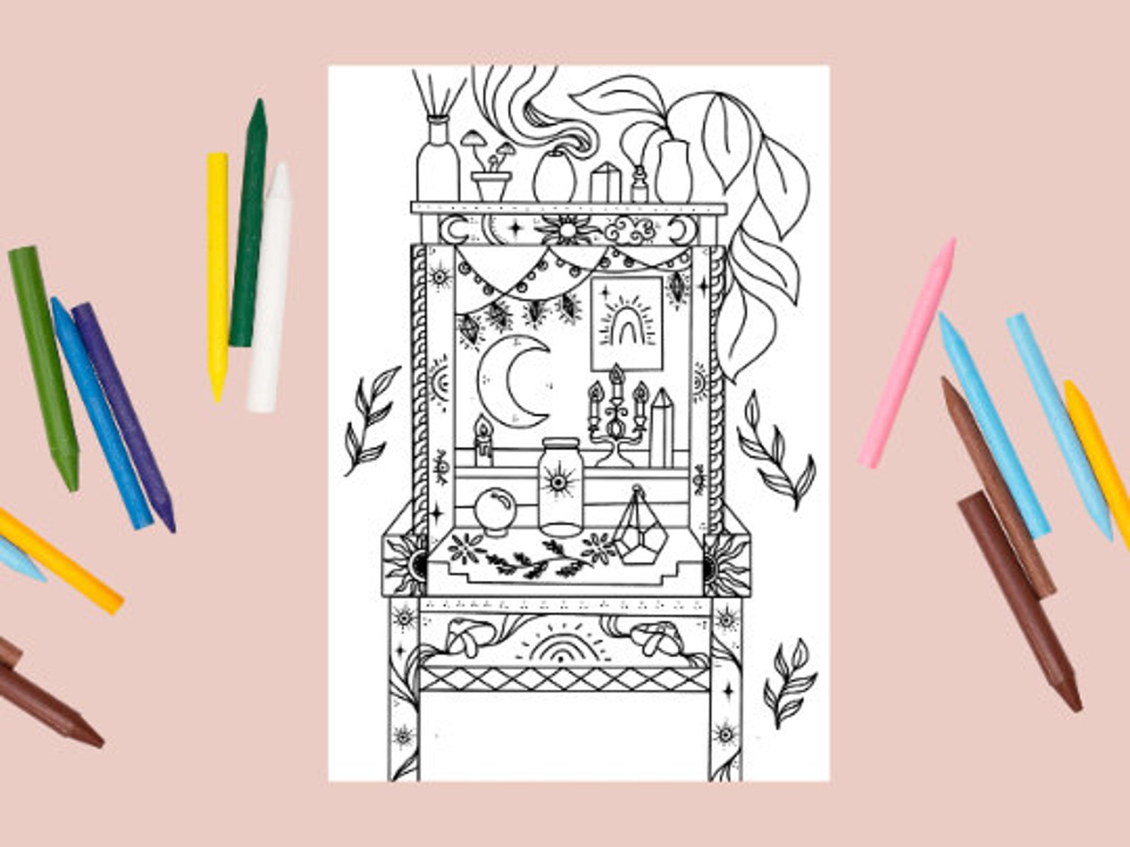 Colouring Page Bundle | Magical Coloring Page | Spiritual Coloring Page ...