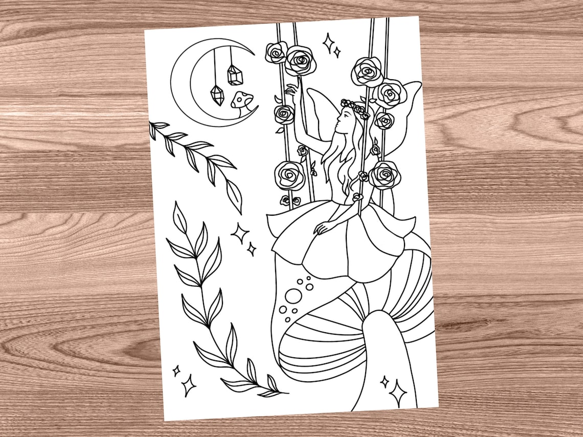 Magic Mushroom Fairy Printable Colouring Page | Magical Coloring Page ...