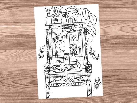 Spiritual Altar Printable Colouring Page All Ages Coloring | Etsy