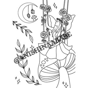 Magic Mushroom Fairy Printable Colouring Page | Magical Coloring Page ...