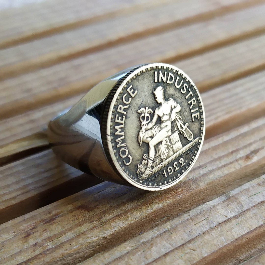 Ring Signet Ring Real Coin 50 Cents Chamber of Commerce Handmade - Etsy