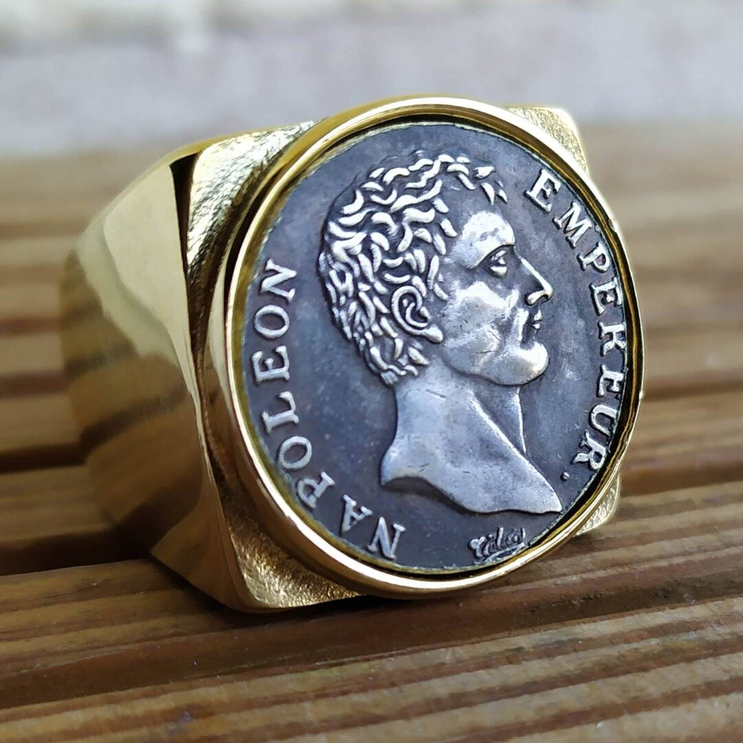 Signet Ring Square 1 Franc Napoleon 1st Bonaparte in Stainless Steel ...
