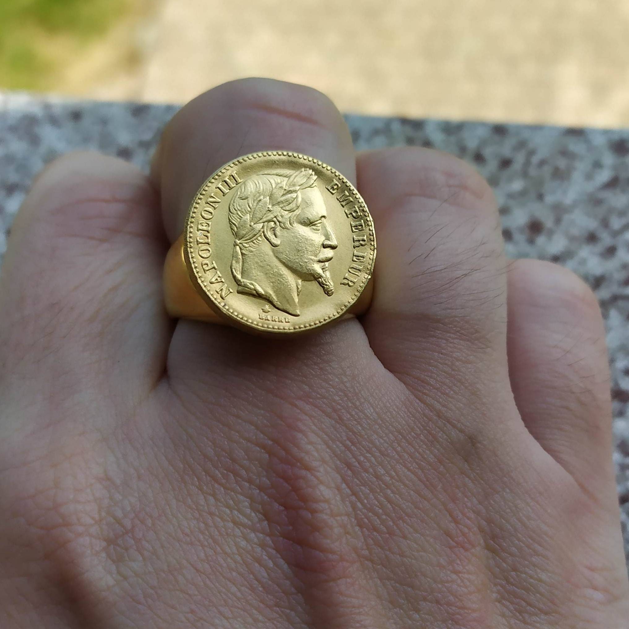 Napoleon III Signet Ring in Solid Stainless Steel Gilded With - Etsy