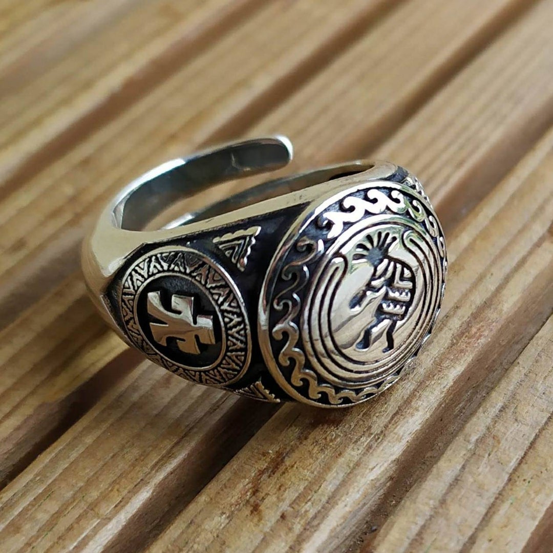 Ring Knighthood Indian Symbol USA in Solid Silver Sterling 925 Very ...
