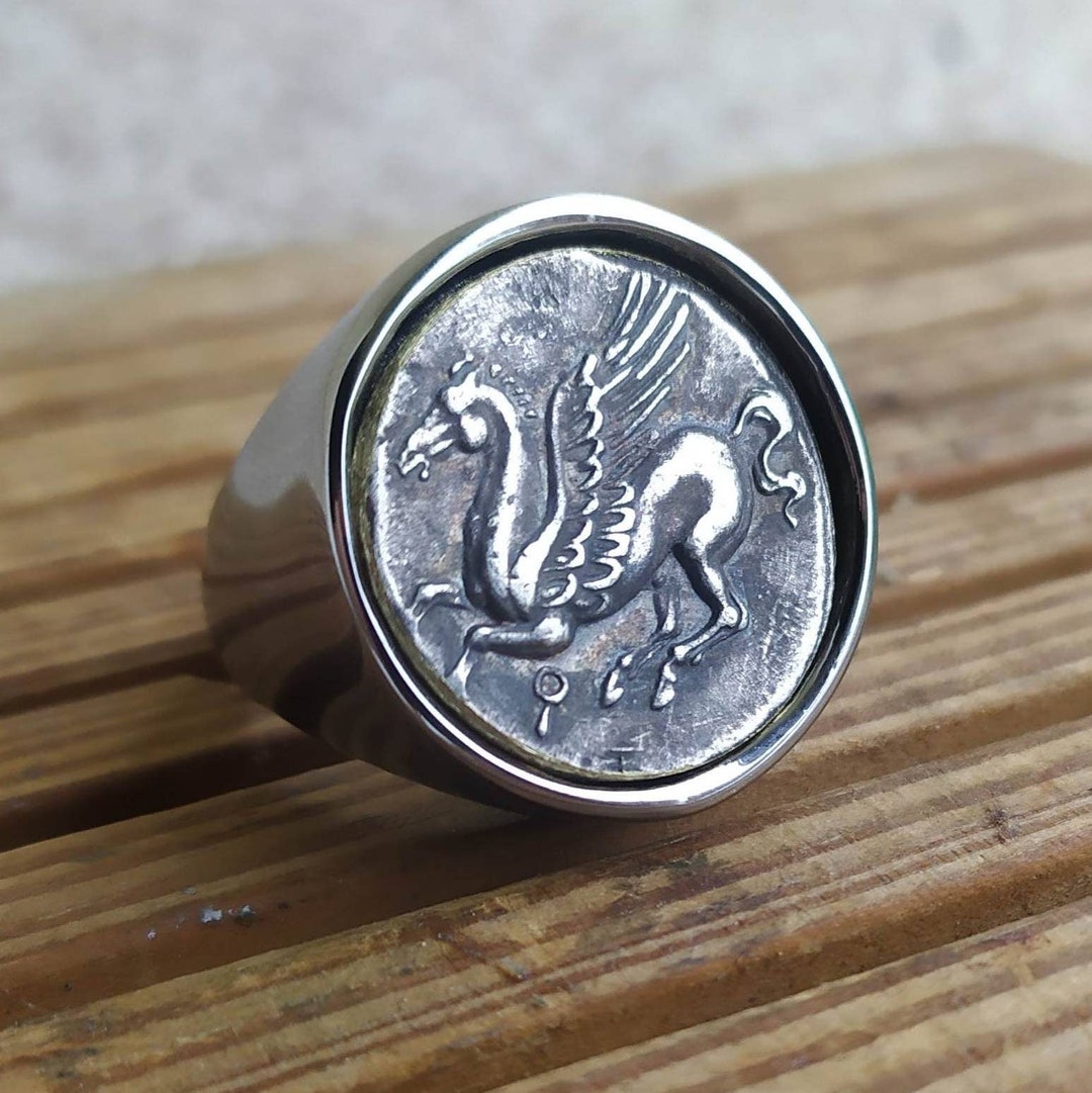 Antique Corinthian Signet Ring Greek Stater Stainless Steel Very ...