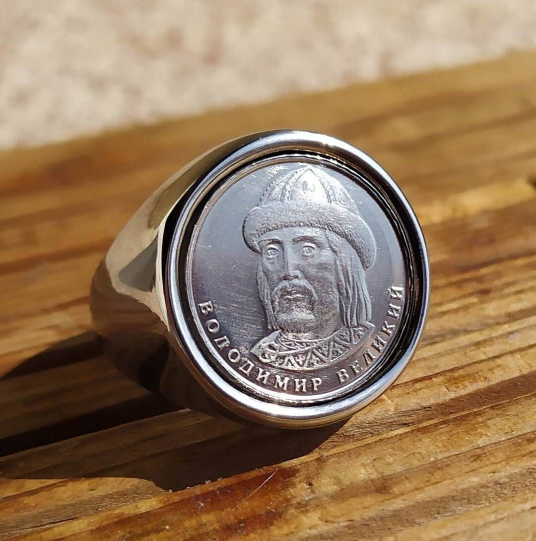 Genuine Steel Coin Signet Ring 1 Hryvnia Ukraine Handmade - Etsy