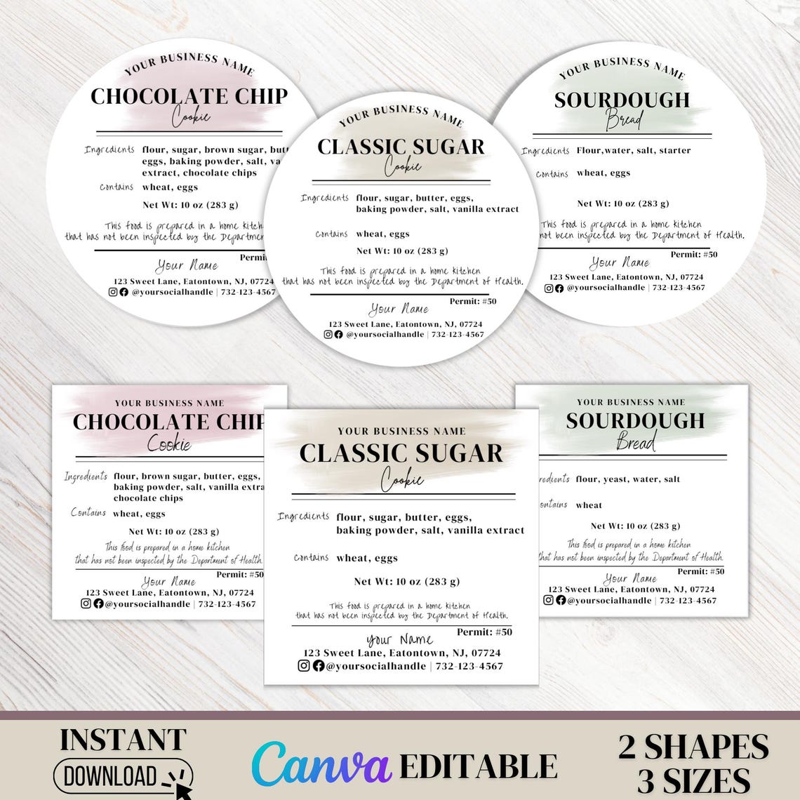 Cottage Food Label Template, Editable Home Bakery Label, Canva Food ...