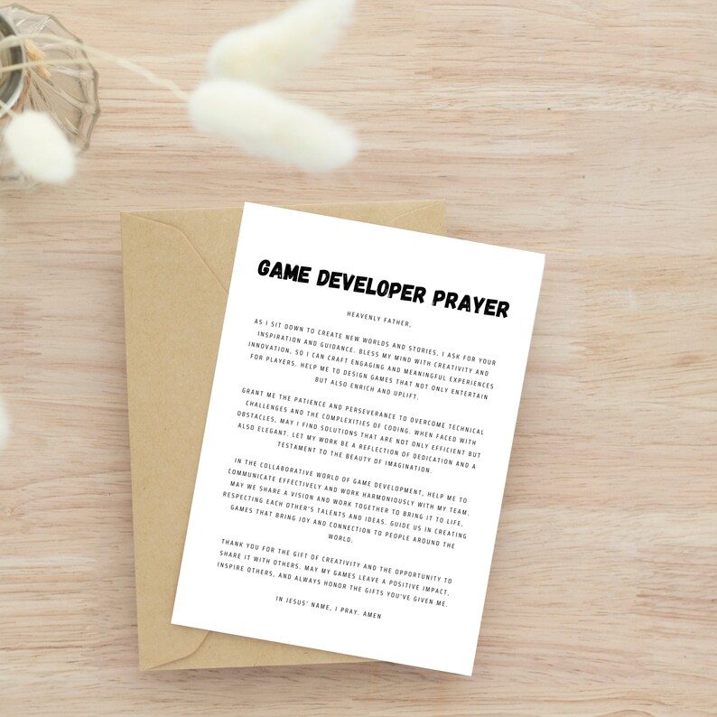 Game Developer Prayer Poster Printable Game Developer Gift Christian ...