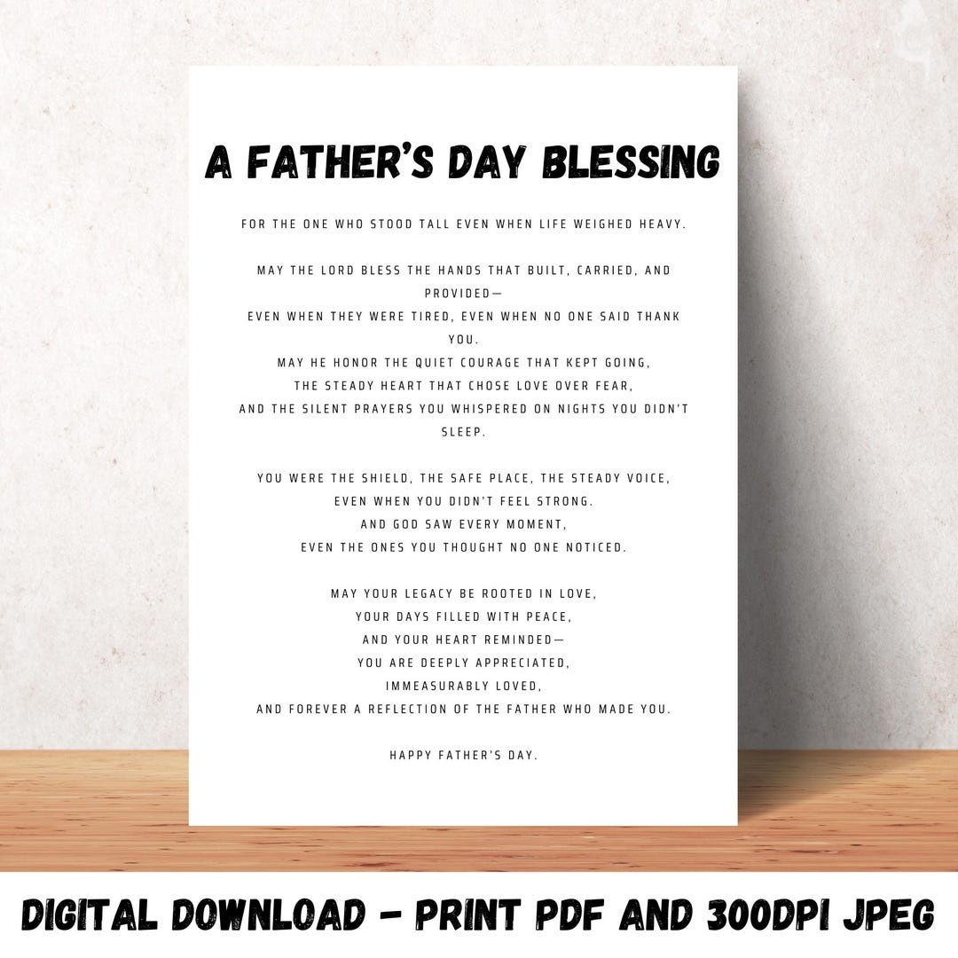 Father's Day Gift Printable Fathers Day Blessing Wall Art Christian Dad ...