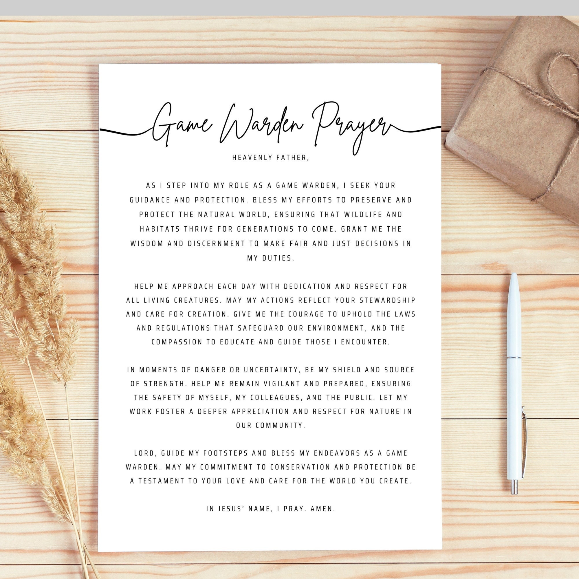 Game Warden Prayer Wall Art Printable Office Decor Christian Digital ...