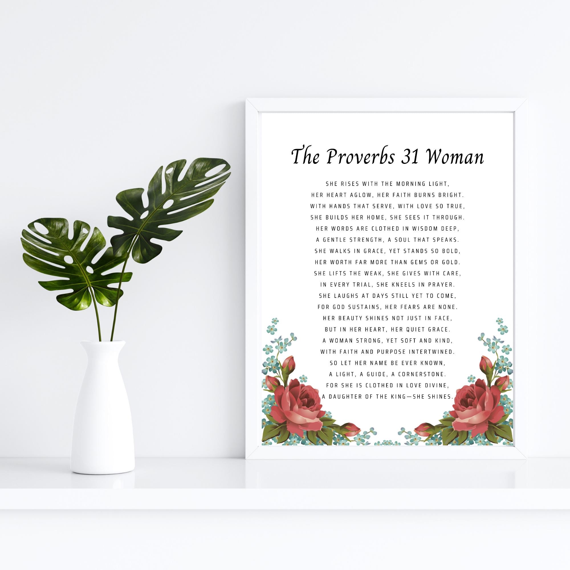 Proverbs 31 Woman Poem Printable Christian Wall Art Gift for Mom Faith ...