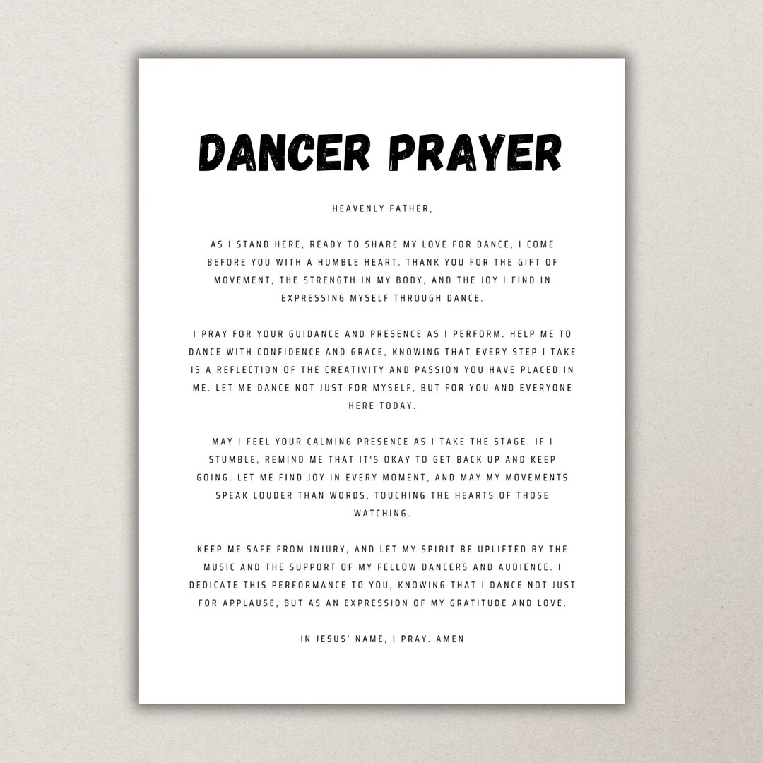 Preghiera del ballerino Stampe d'arte stampabili da parete Decorazioni ...