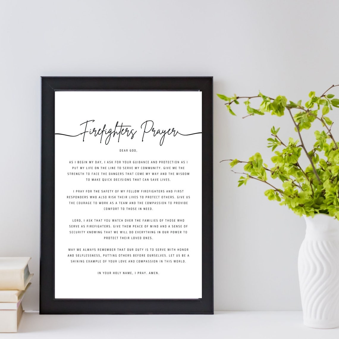 Firefighter’s Prayer Wall Art Printable Christian Decor Firefighter ...