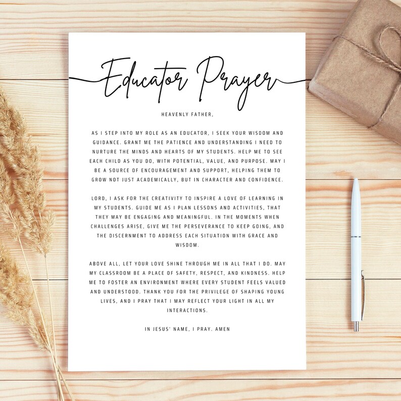 Educator Prayer Wall Art Printable Christian Encouragement Gift for ...