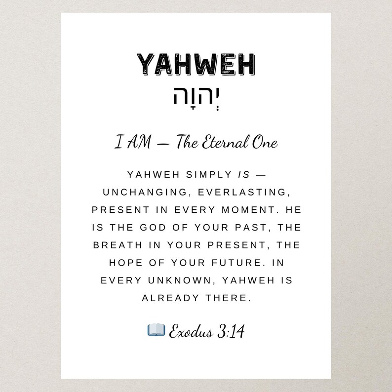 Yahweh Printable Wall Art Christian I AM Name of God Decor Digital ...