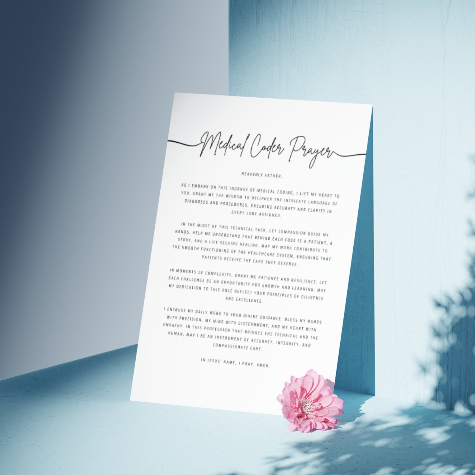 Medical Coder's Prayer Printable Wall Art Christian Medical Coders ...
