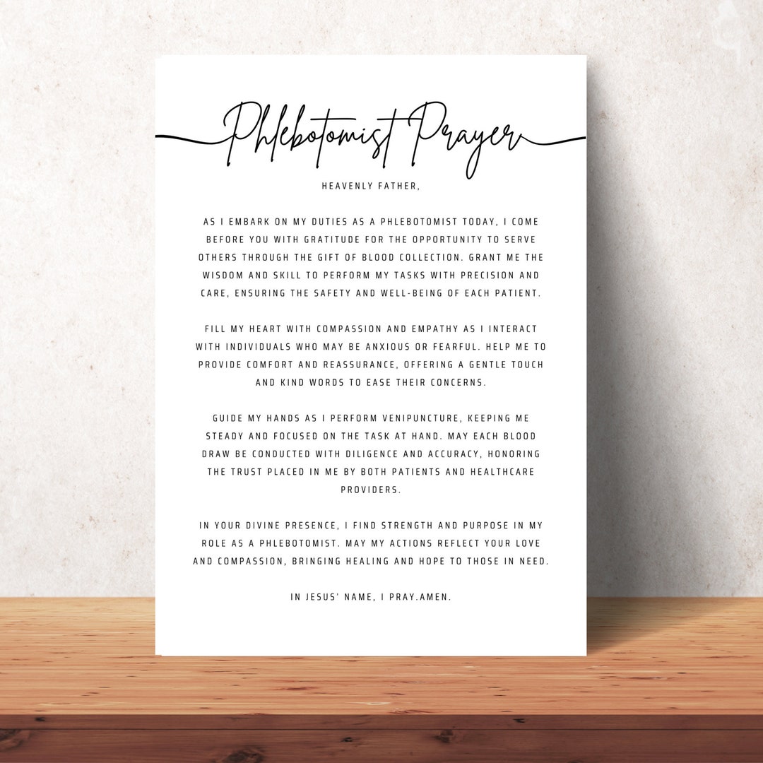 Phlebotomist Prayer Wall Art Printable Poster Christian Office Decor ...